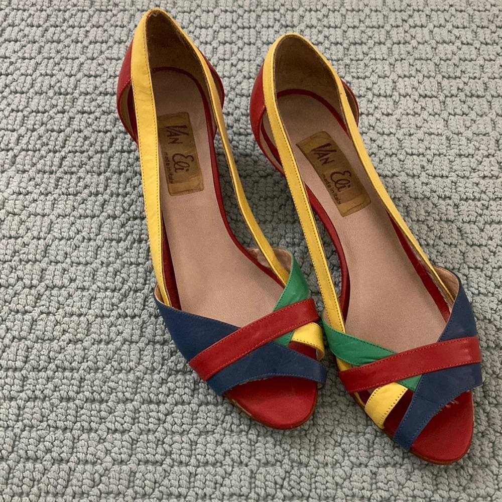 1970’s Colorful Vintage Van Eli Wedges Made In Italy - Gem